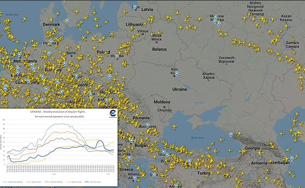 Flight radar illustrates how airplanes avoid the airspace above Ukraine ...